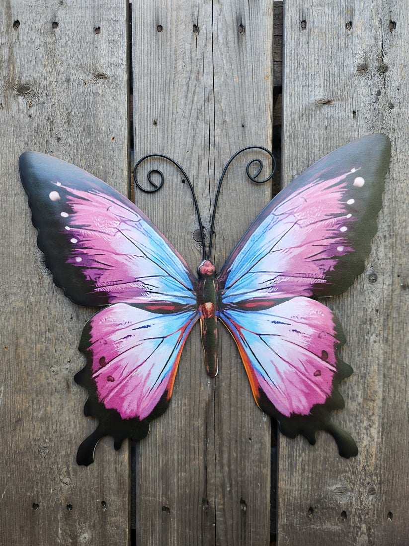 Large Metal Butterfly Wall Decor, Colorful Garden Sculpture & Yard Art ...